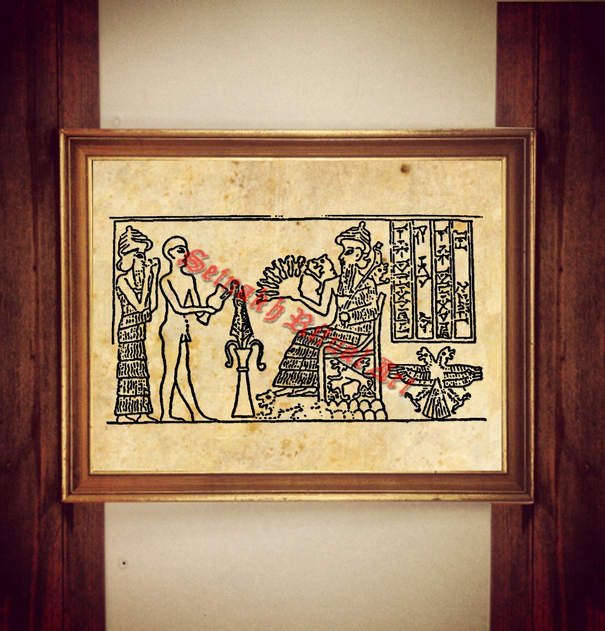 Ninurta print, Sumerian cylinder seal print, Ancient Sumer poster, Bab