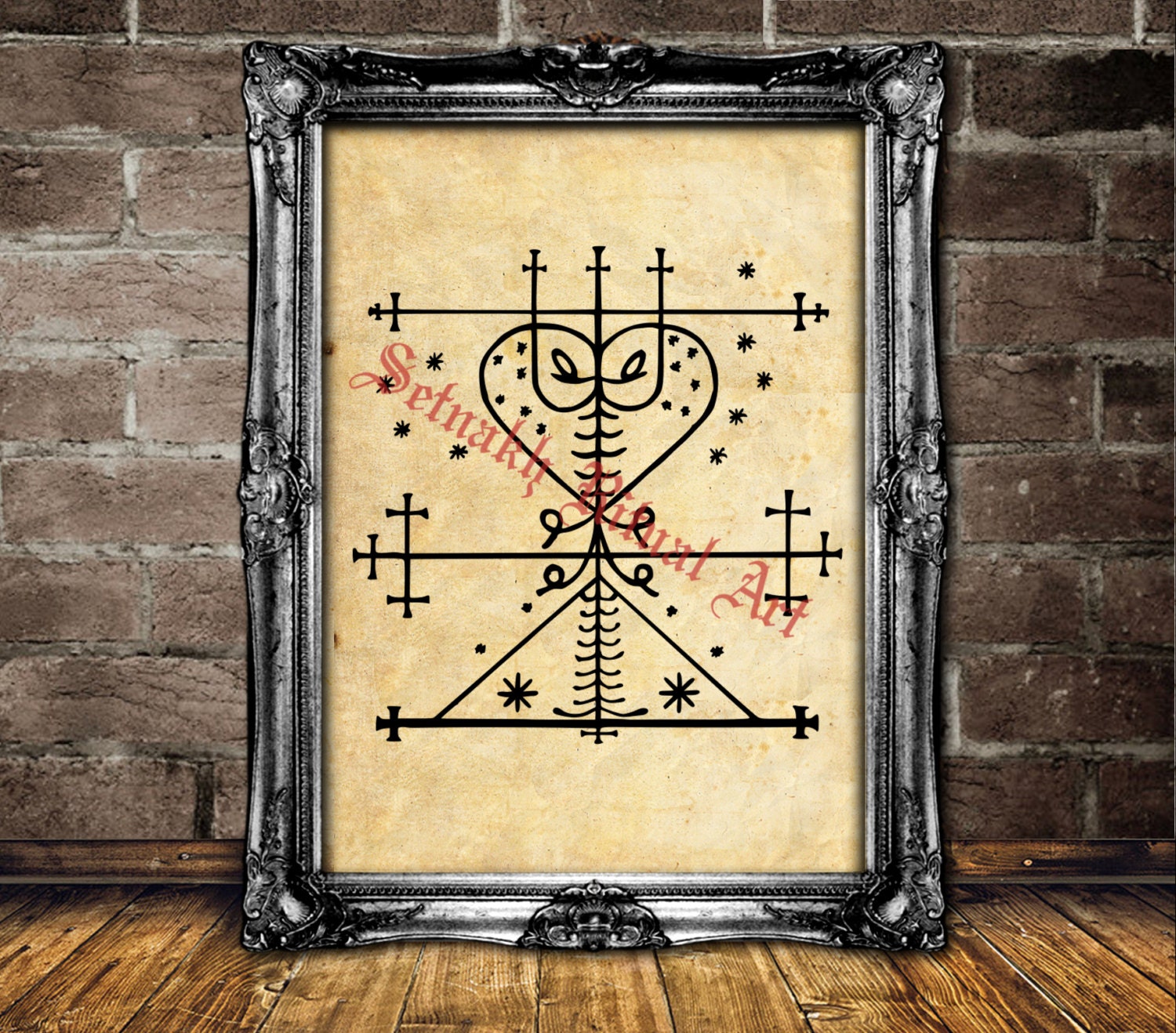 Maman Brigitte veve art, altar decor, Voodoo print, magic talisman, Ha