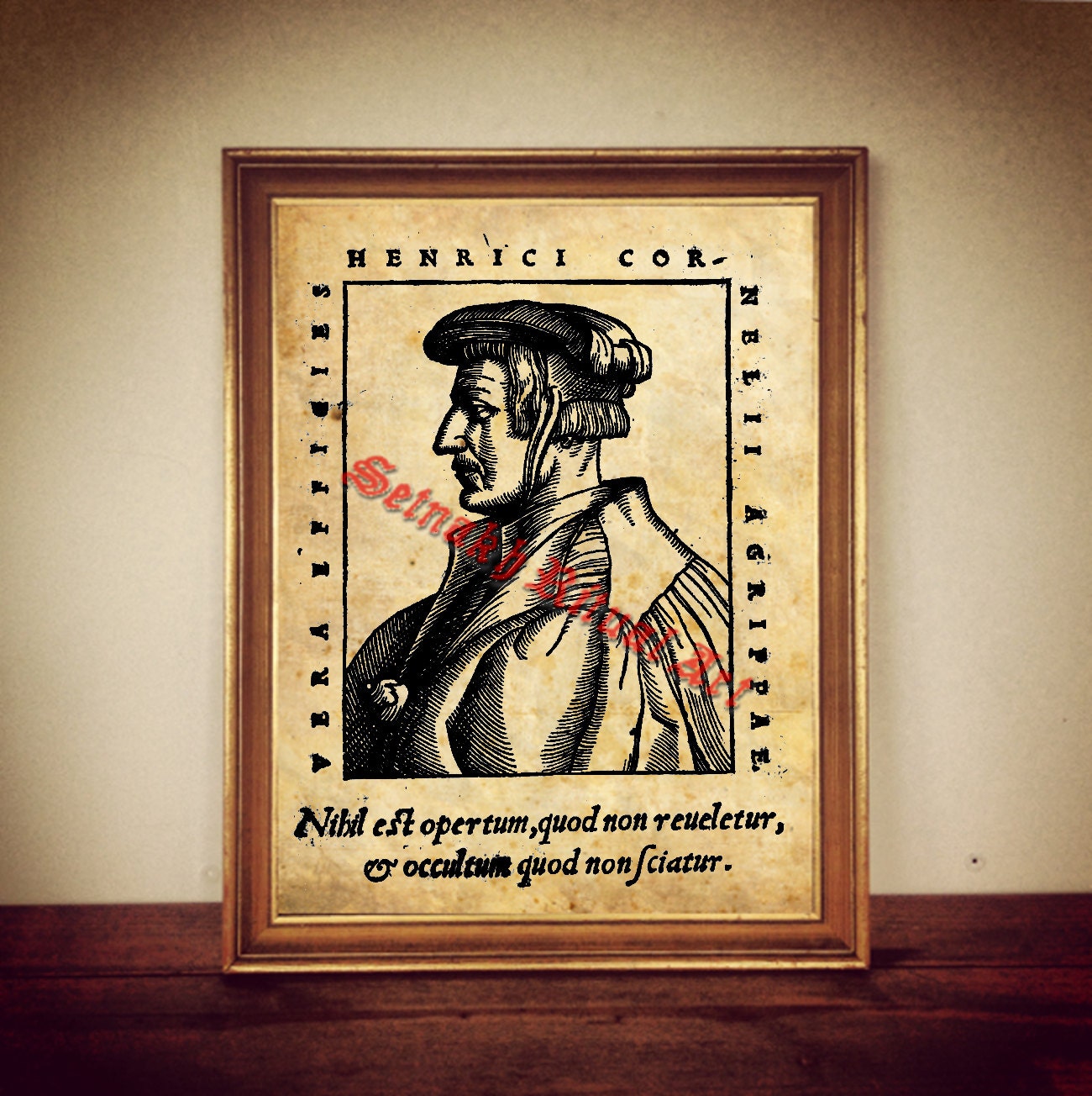 Heinrich Cornelius Agrippa portrait, occult print, famous occultist il