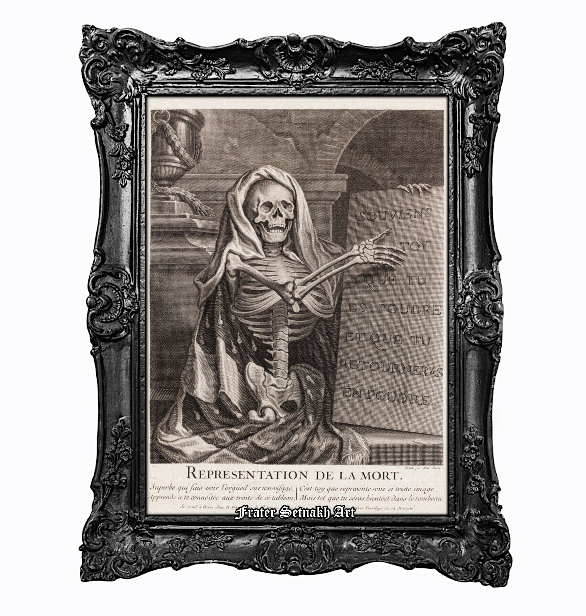 Representation de la Mort Print – 18th Century Memento Mori, Occult Sk