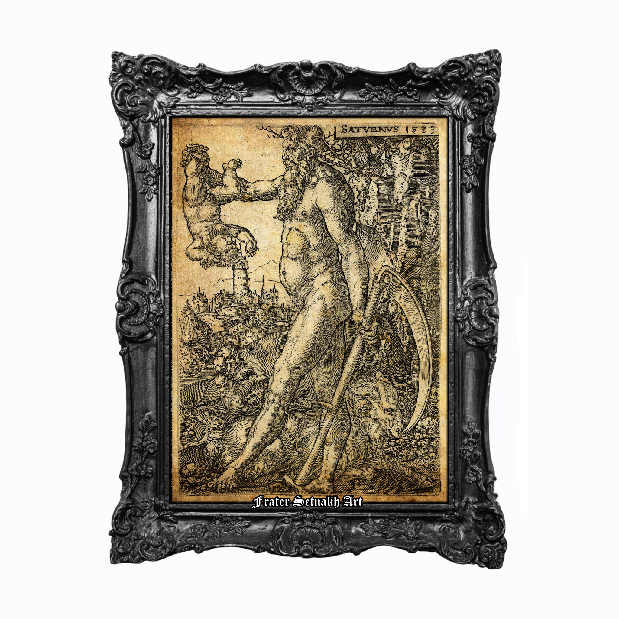 Saturnus Devouring the Child Print, Heinrich Aldegrever, 1533, Saturn