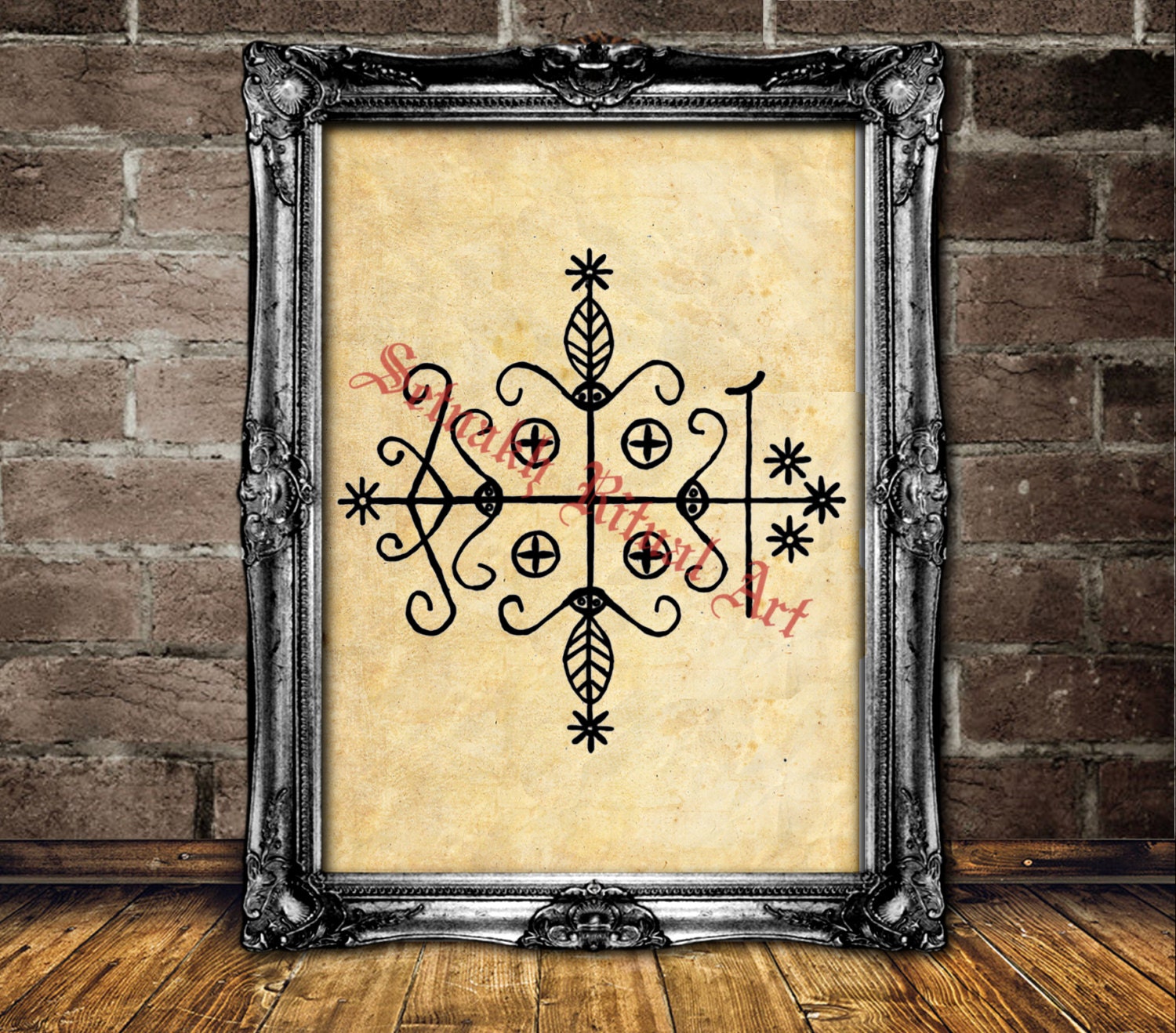 Papa Legba Veve Poster – Voodoo Symbol Print, Haitian Vodou Ritual Art