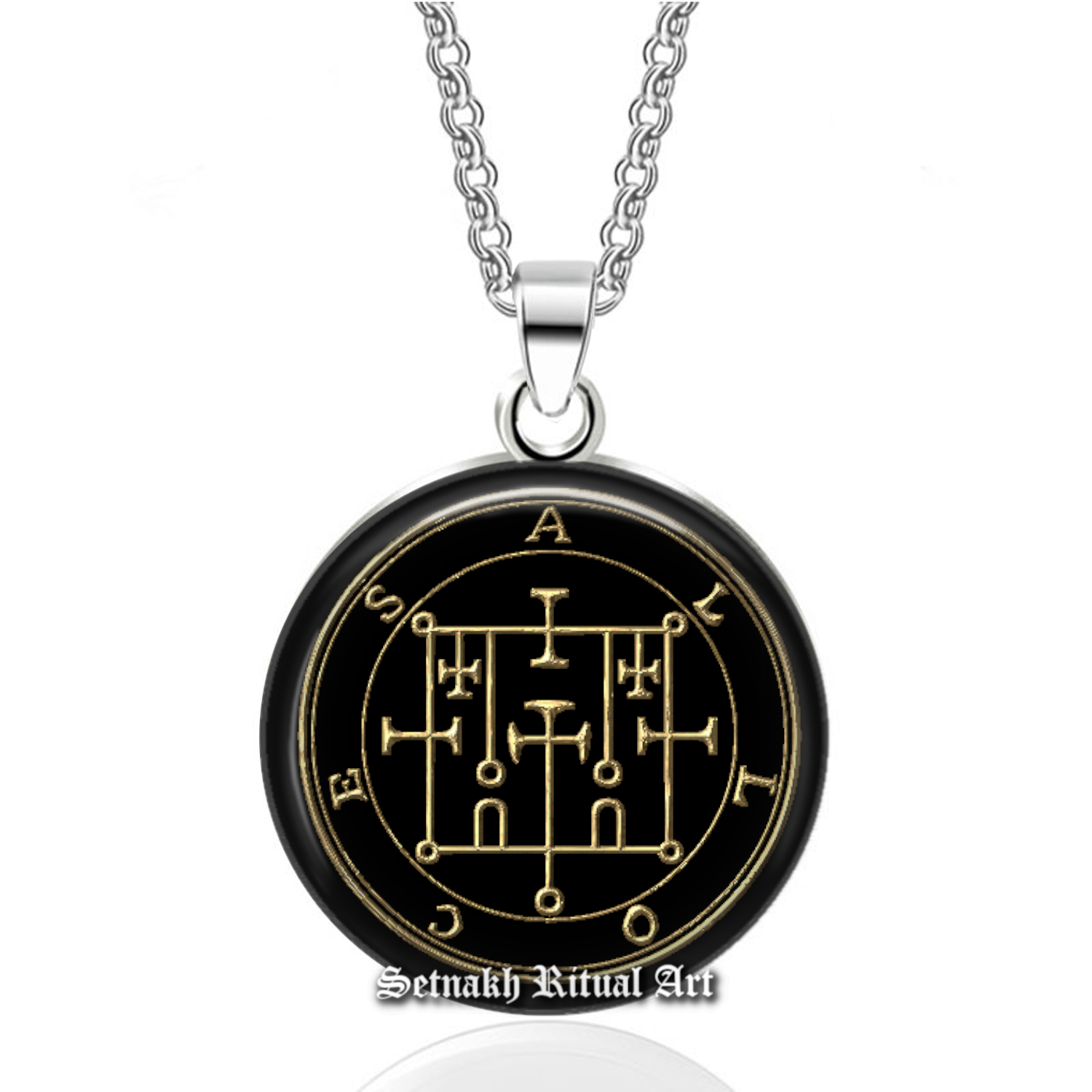 52 ALLOCES demon seal pendant, Goetia sigil necklace, Lemegeton jewelr
