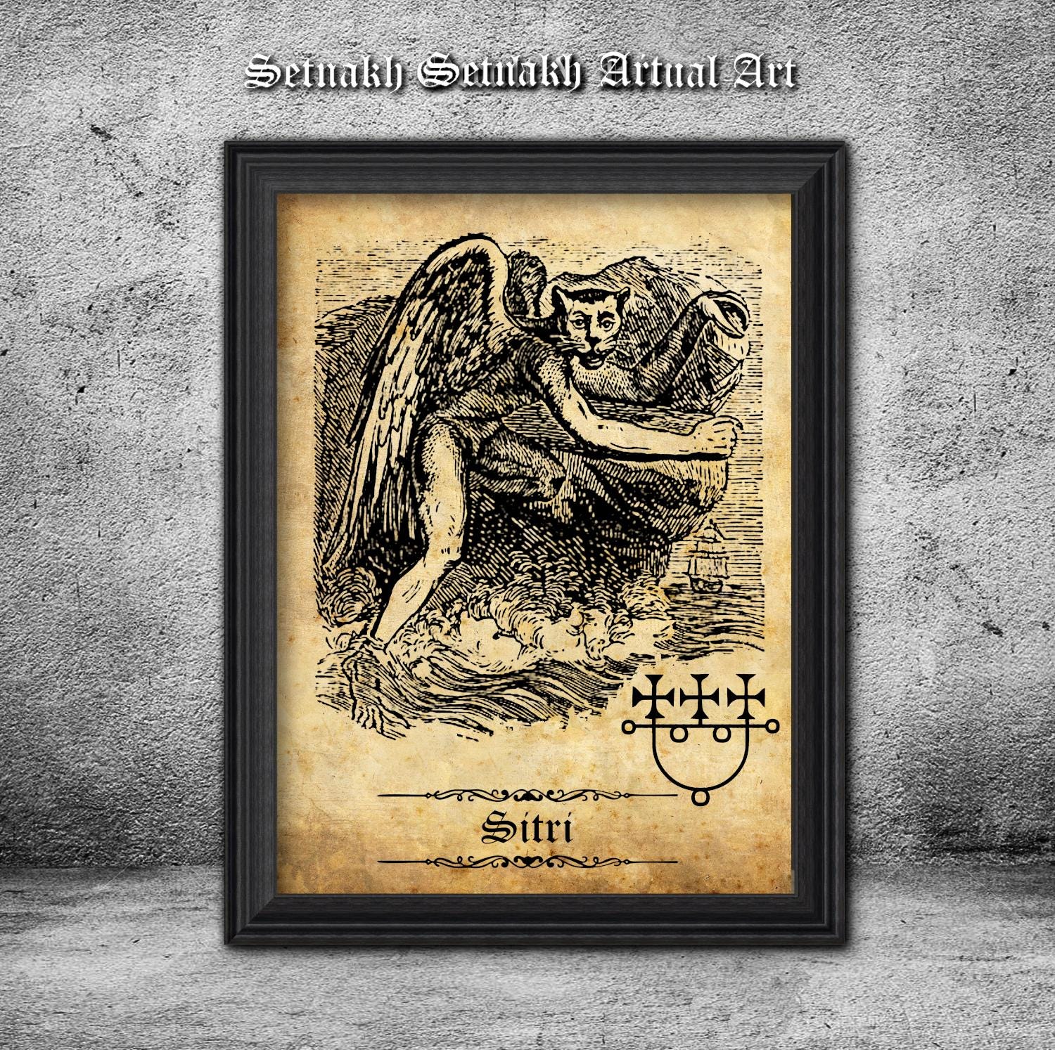 Sitri Demon Image + Seal - Dark Print, Occult Art, Goetia Wall Decor,