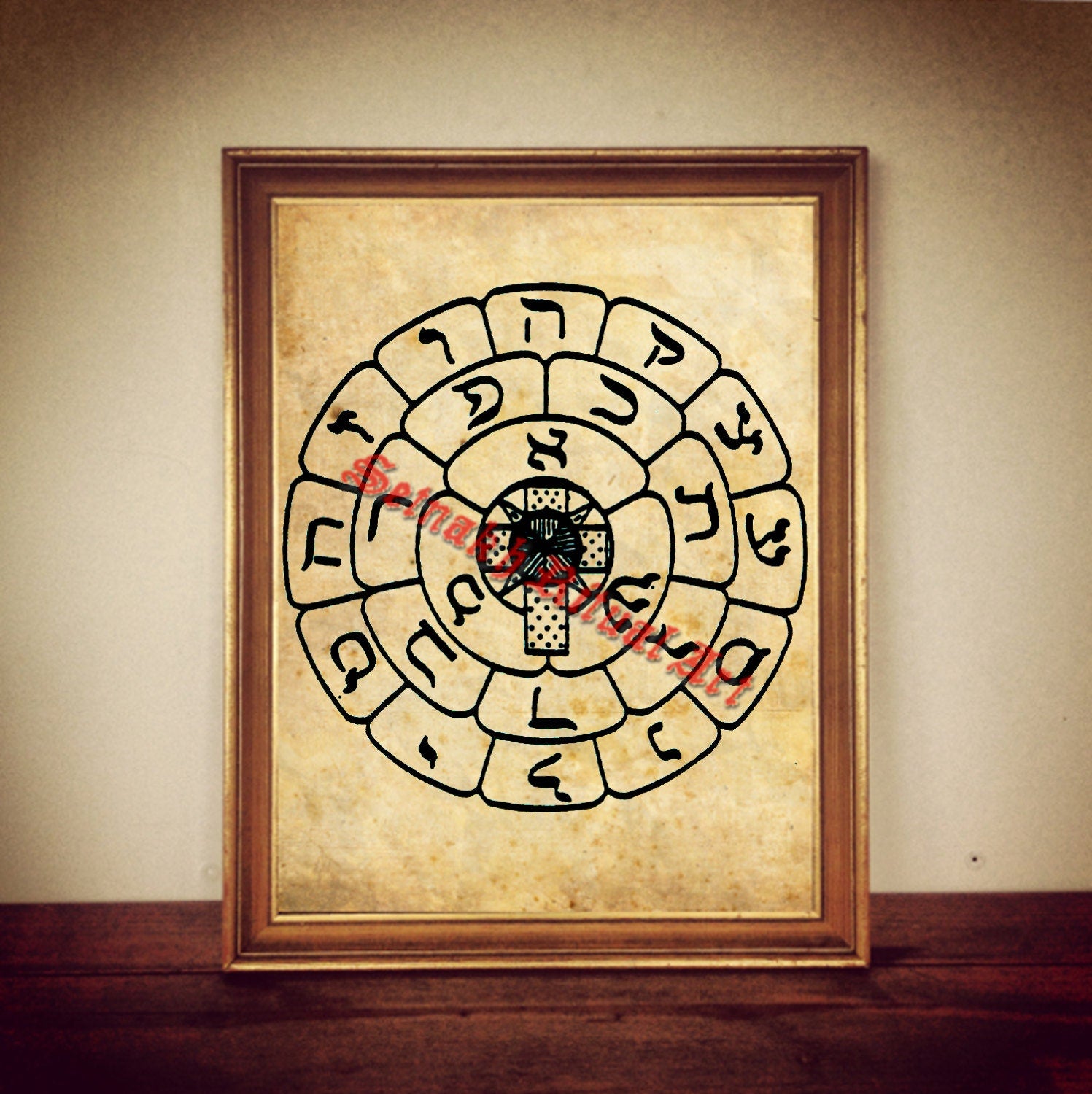 Rosicrucian Sigil Matrix Print, Rose Cross Key of Sigils, Hebrew Alpha